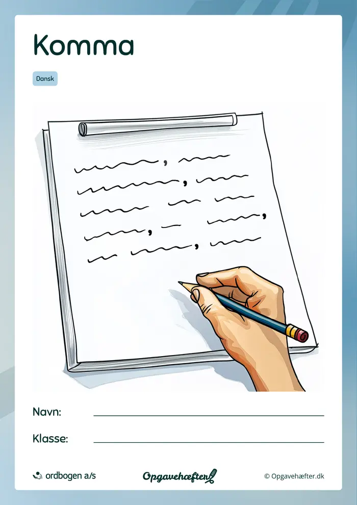 Illustration af elev, der skriver på blok